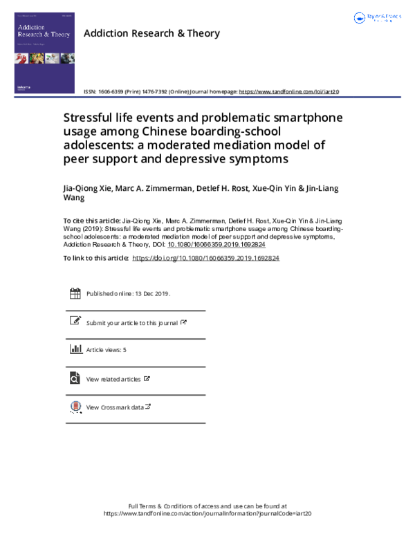 (PDF) Stressful life events and problematic smartphone usage among ...