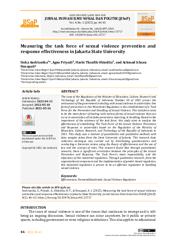 (PDF) Measuring the task force of sexual violence prevention and ...