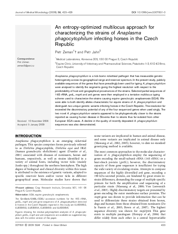 (PDF) An entropy-optimized multilocus approach for characterizing the ...
