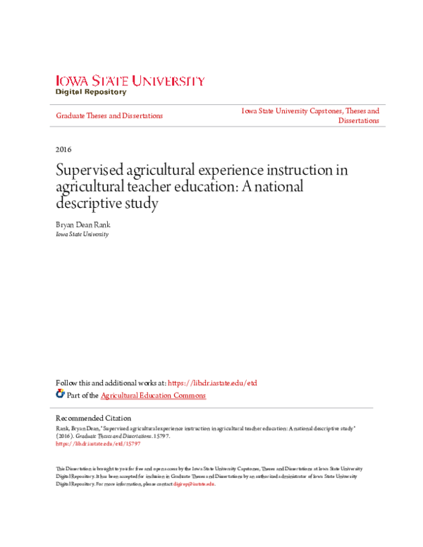 (PDF) Supervised agricultural experience instruction in agricultural ...