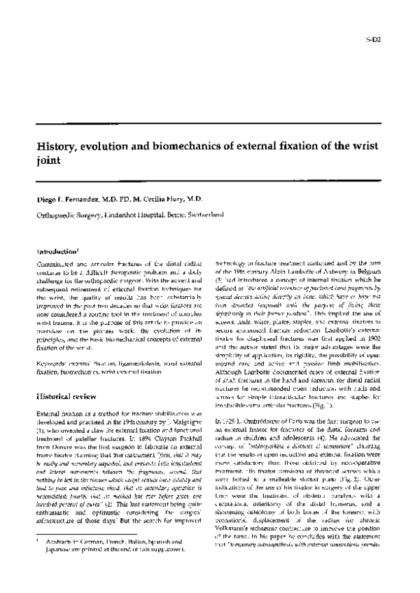 (PDF) History, evolution and biomechanics of external fixation of the ...