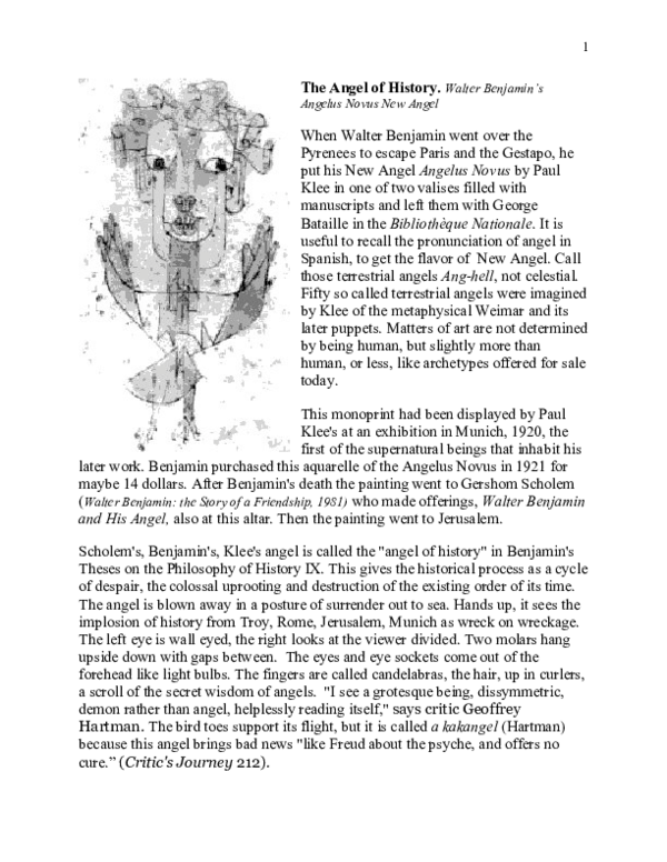 (DOC) The Angel of History. Walter Benjamin’s Angelus Novus New Angel