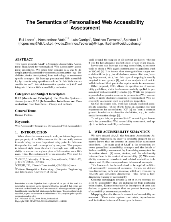 (PDF) The semantics of personalised web accessibility assessment