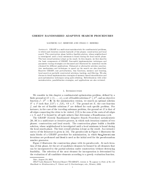 (PDF) Greedy Randomized Adaptive Search Procedures