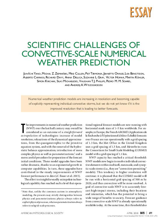 (PDF) Scientific Challenges of Convective-Scale Numerical Weather Prediction
