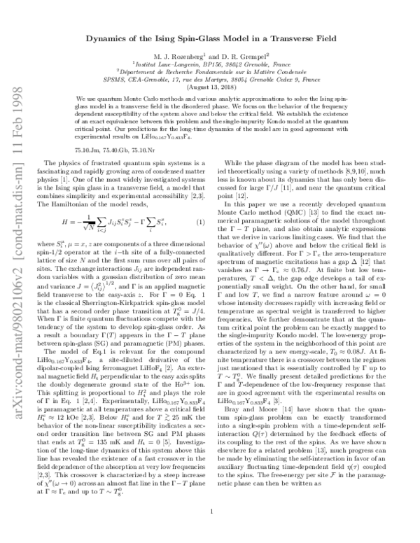 (PDF) Dynamics of the Infinite-Range Ising Spin-Glass Model in a ...