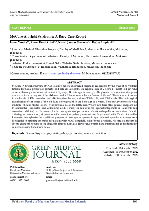 (PDF) McCune-Albright Syndrome: A-rare-case report
