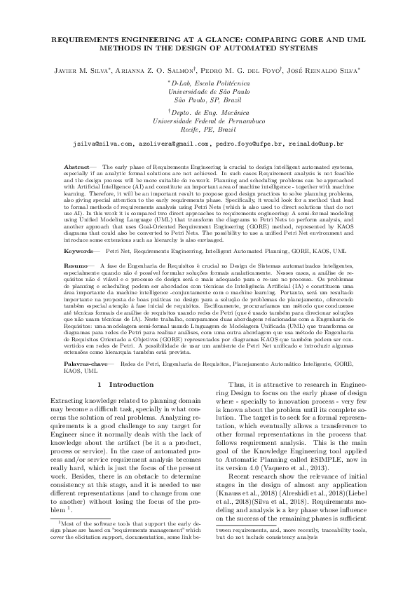 (PDF) Requirements Engineering at a Glance: Comparing GORE and UML methods in the design of ...