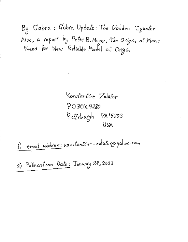 (PDF) By Cobra: Cobra Update: The Goddess Equator. Also , a report by ...