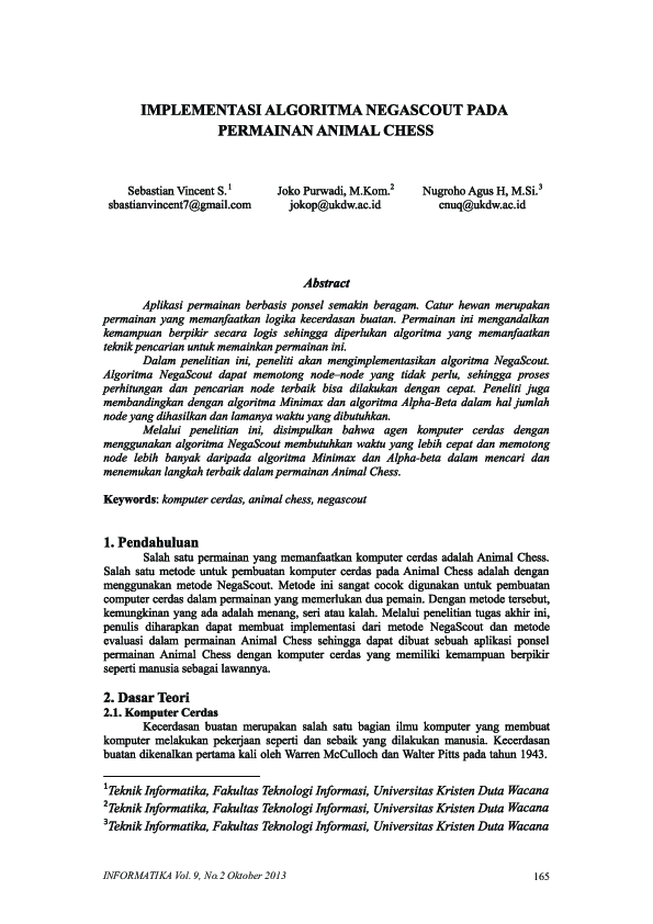 (PDF) Implementasi Algoritma Negascout Pada Permainan Animal Chess