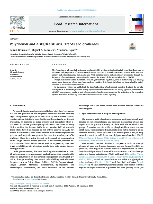 (PDF) Polyphenols and AGEs/RAGE axis. Trends and challenges