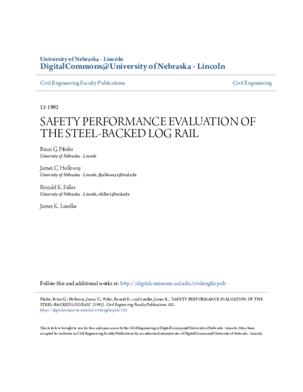 (PDF) Safety Performance Evaluation of the Steel-Backed Log Rail