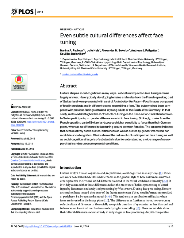 (PDF) Even subtle cultural differences affect face tuning