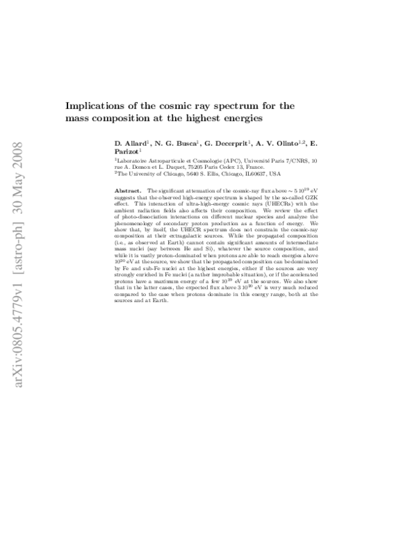 (PDF) Cosmic Ray Spectrum Impacts on Mass Composition
