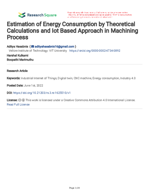 (PDF) Estimation of Energy Consumption by Theoretical Calculations and Iot Based Approach in ...