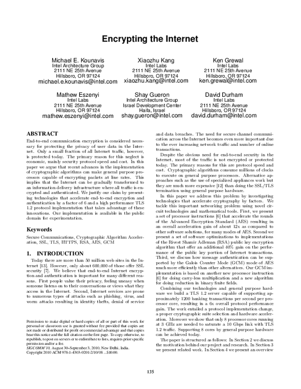 (PDF) Encrypting the internet