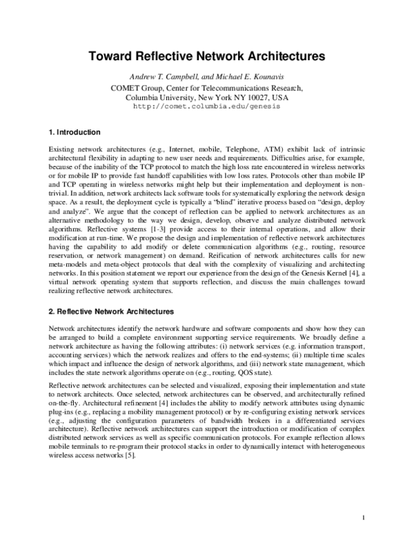 (PDF) Toward reflective network architectures