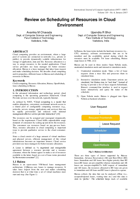 (PDF) Review on Scheduling of Resources in Cloud Environment