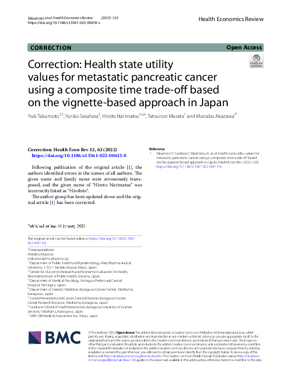 (PDF) Correction: Health state utility values for metastatic pancreatic ...