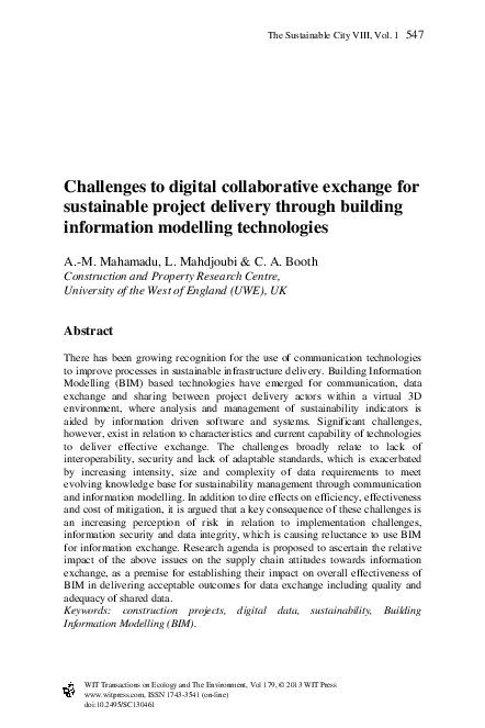 (PDF) Challenges to digital collaborative exchange for sustainable ...