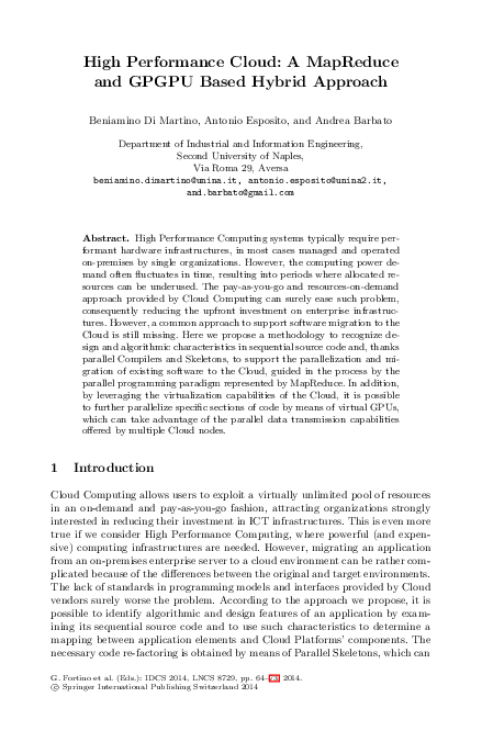(PDF) High Performance Cloud: A MapReduce and GPGPU Based Hybrid Approach