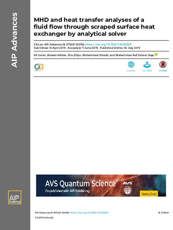 (PDF) MHD and heat transfer analyses of a fluid flow through scraped surface heat exchanger by ...