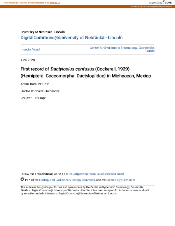 (PDF) First record of \u3ci\u3eDactylopius confusus\u3c/i\u3e ...
