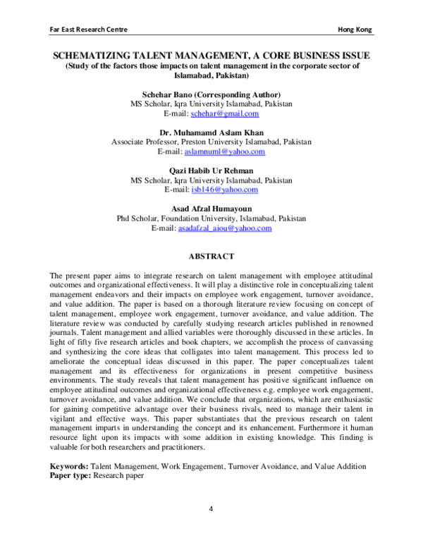 (PDF) Schematizing Talent Management, A Core Business Issue
