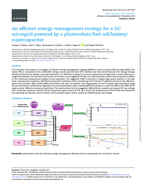 (PDF) An efficient energy-management strategy for a DC microgrid powered by a photovoltaic/fuel ...