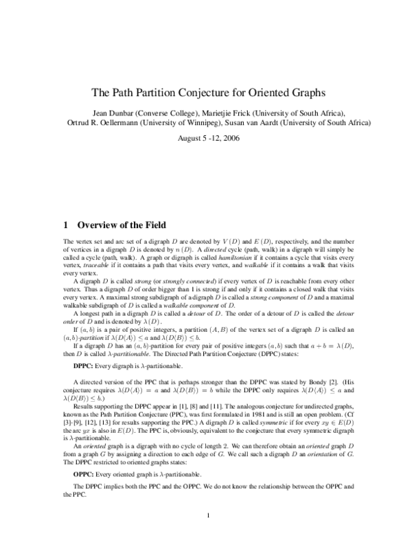 (PDF) The Path Partition Conjecture for Oriented Graphs