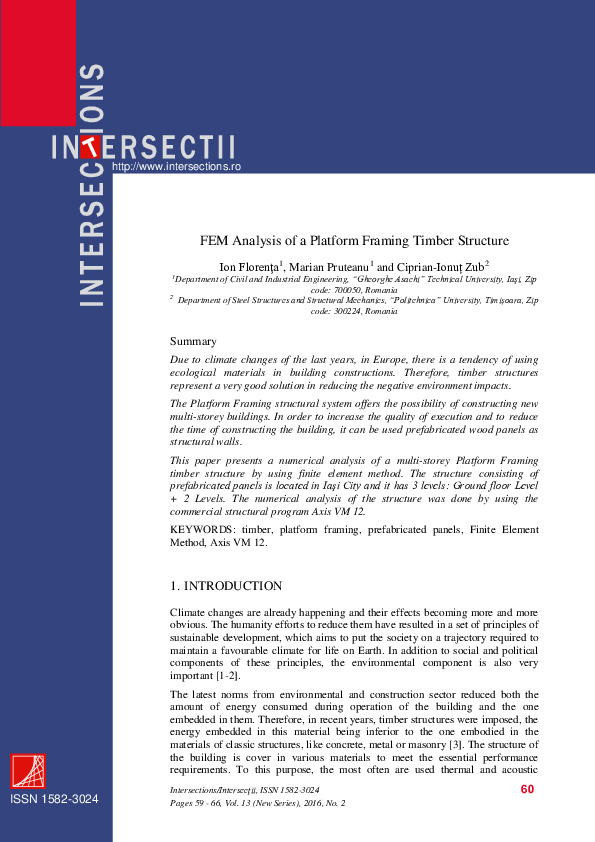 (PDF) FEM Analysis of a Platform Framing Timber Structure