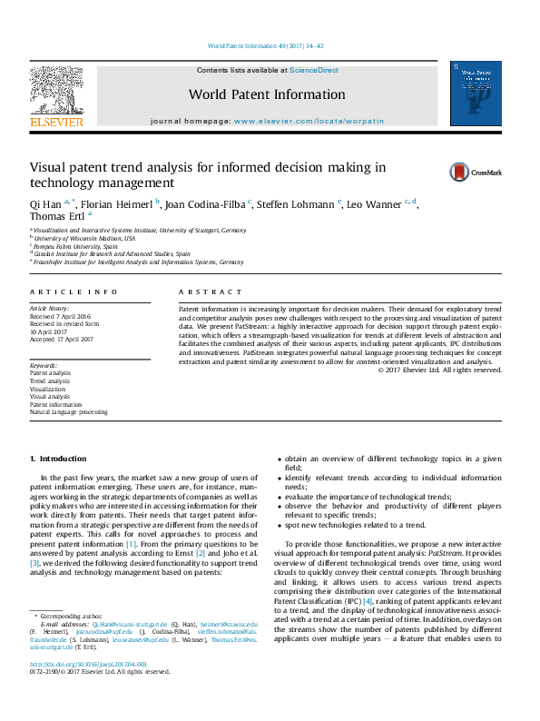 (PDF) Visual patent trend analysis for informed decision making in ...