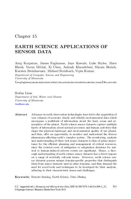 (PDF) Earth Science Applications of Sensor Data