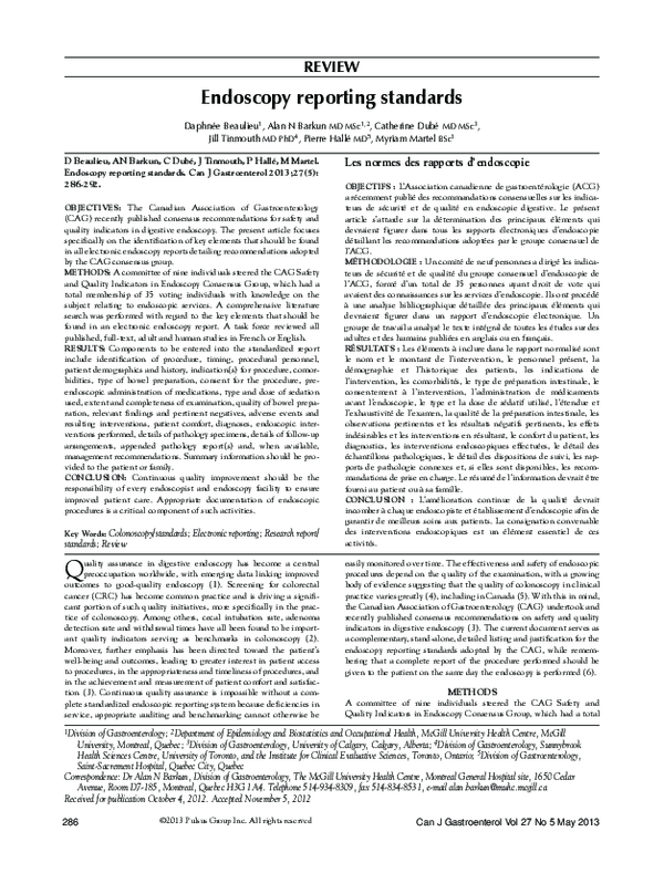 (PDF) Endoscopy Reporting Standards