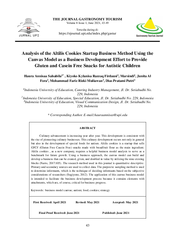 (PDF) Analysis of the Altilis Cookies Startup Business Method Using the ...