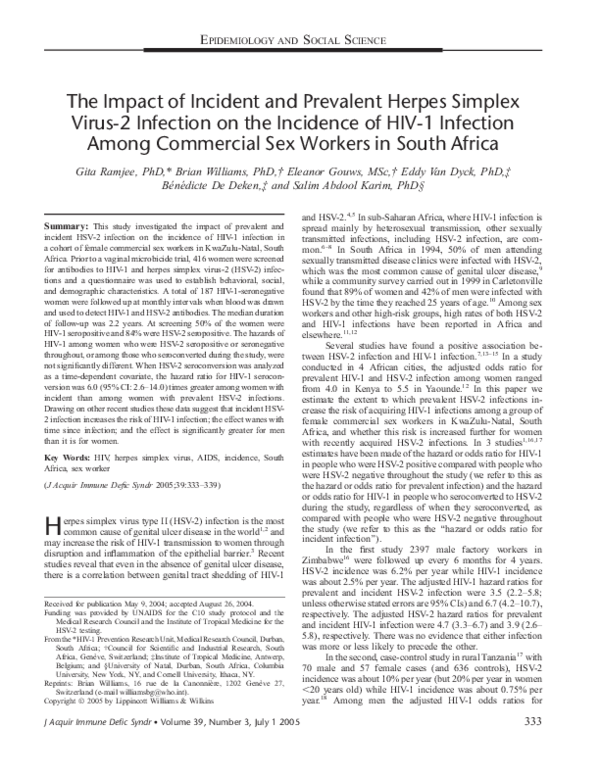 (PDF) The Impact of Incident and Prevalent Herpes Simplex Virus-2 ...