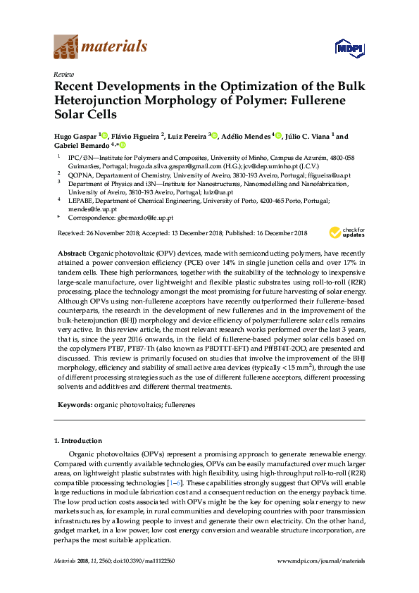 (PDF) Recent Developments in the Optimization of the Bulk Heterojunction Morphology of Polymer ...