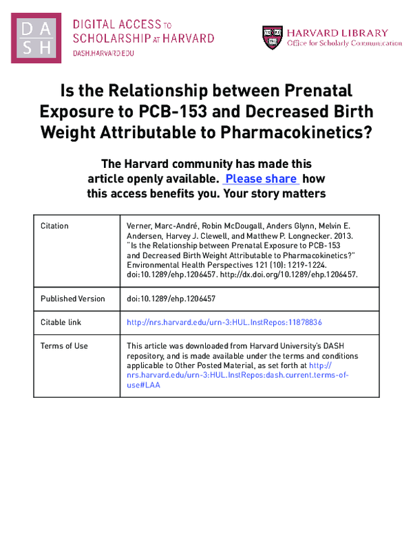 (PDF) Is the Relationship between Prenatal Exposure to PCB-153 and ...