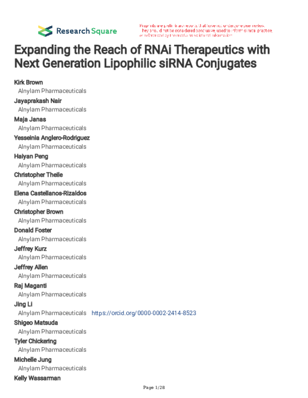 (PDF) Expanding the Reach of RNAi Therapeutics with Next Generation ...