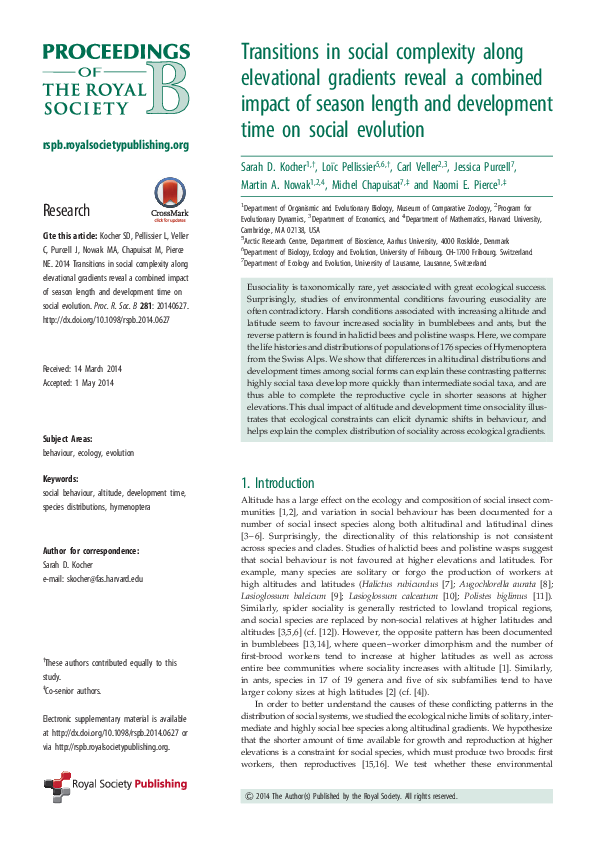 (PDF) Transitions in social complexity along elevational gradients ...