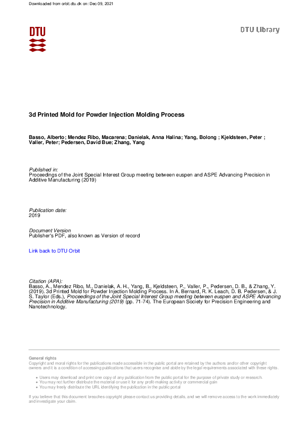 (PDF) Mold for Powder Injection Molding Process