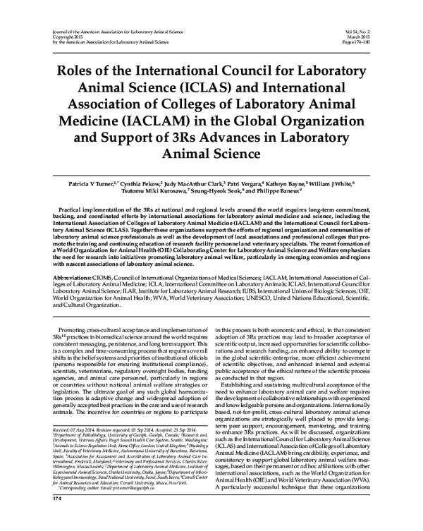 (PDF) Roles of the International Council for Laboratory Animal Science ...