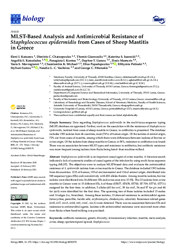 (PDF) MLST-Based Analysis and Antimicrobial Resistance of Staphylococcus epidermidis from Cases ...