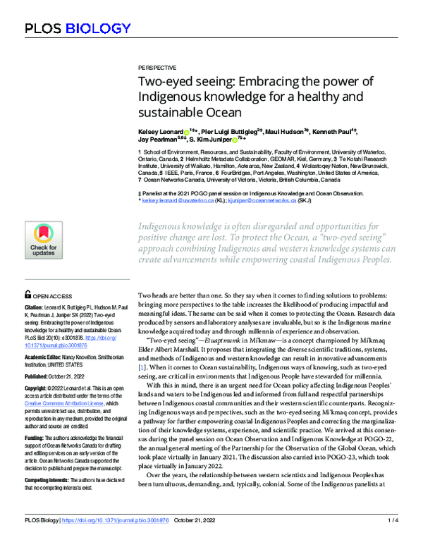 (PDF) Two-eyed seeing: Embracing the power of Indigenous knowledge for ...
