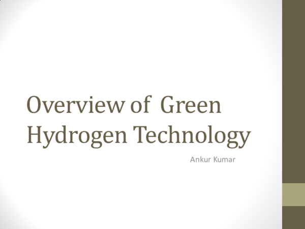 (PDF) Overview of Green Hydrogen Technology