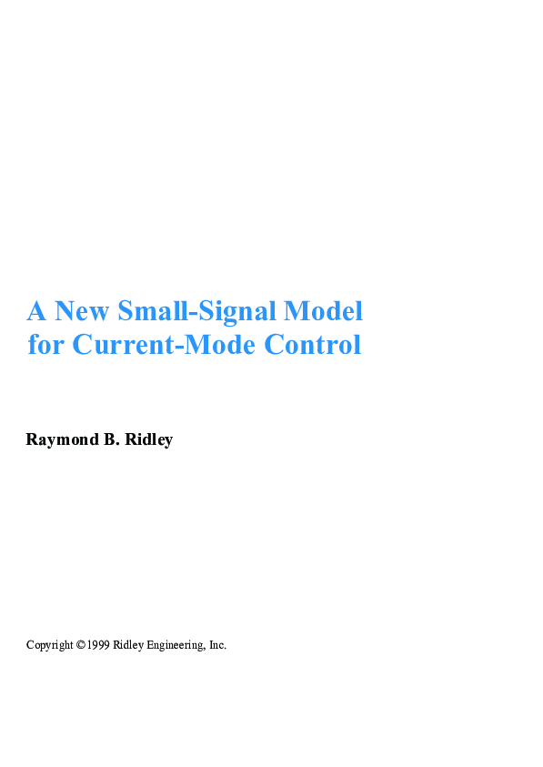 Pdf A New Small Signal Model For Current Mode Control