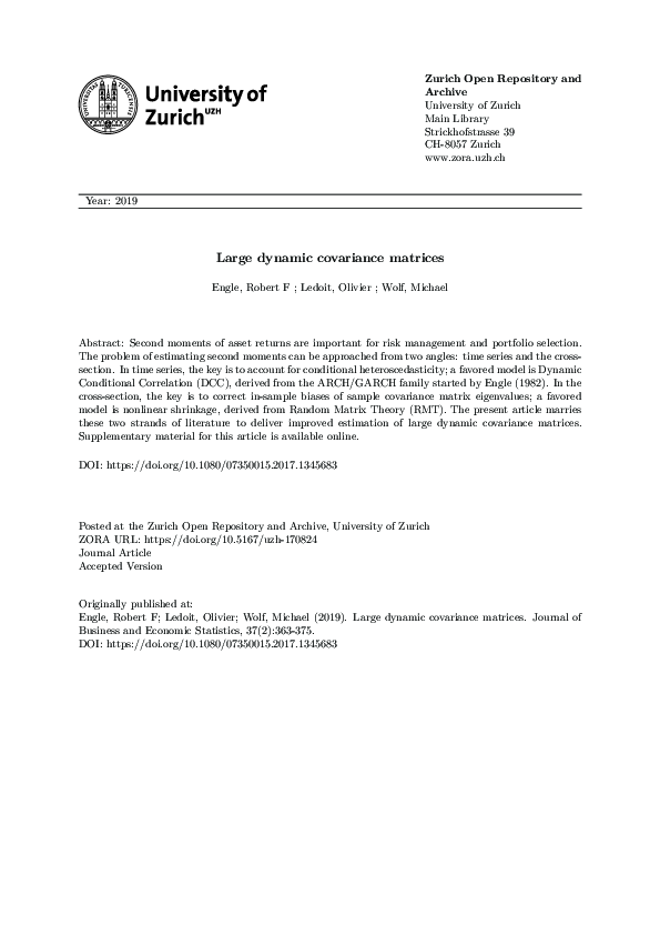 (PDF) Large Dynamic Covariance Matrices