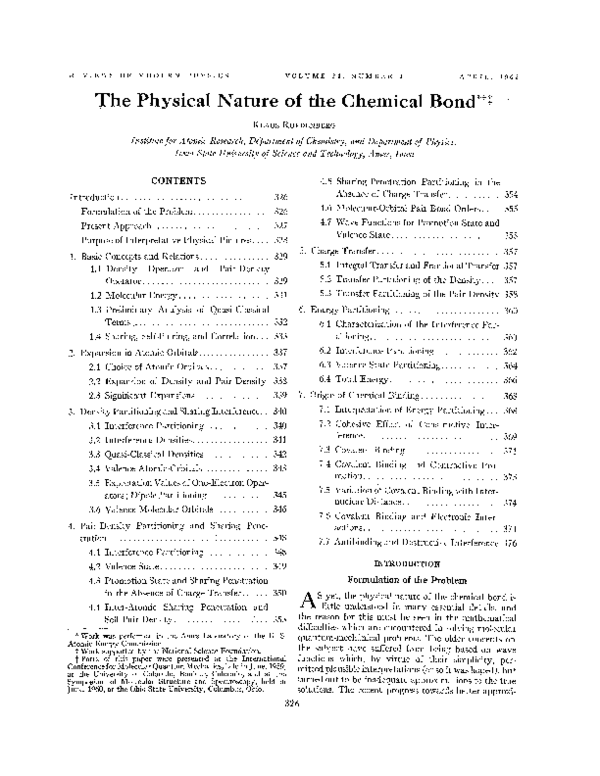 (PDF) The Physical Nature of the Chemical Bond