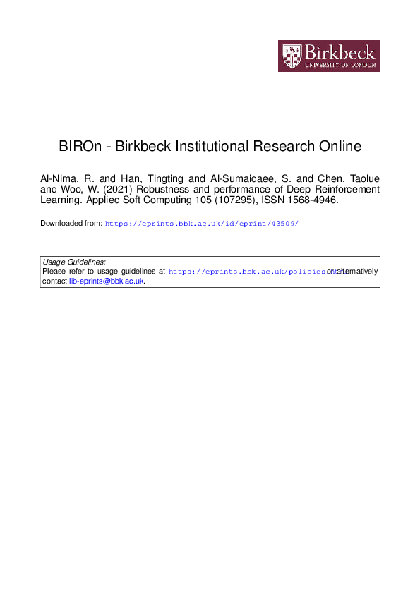 Pdf Robustness And Performance Of Deep Reinforcement Learning