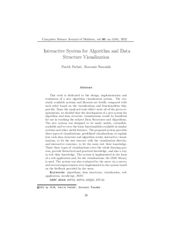 (PDF) Interactive System for Algorithm and Data Structure Visualization